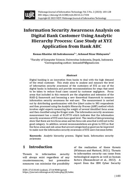 Information Security Awareness Analysis On Digital Bank Customer Using