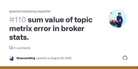 Sum Value Of Topic Metrix Error In Broker Stats · Issue 110 · Apache