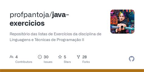 Github Profpantojajava Exercicios Repositório Das Listas De Exercícios Da Disciplina De