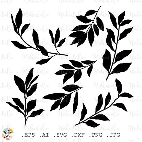 Bay Leaves Svg Laurel Svg Silhouette Stencil Template Cricut
