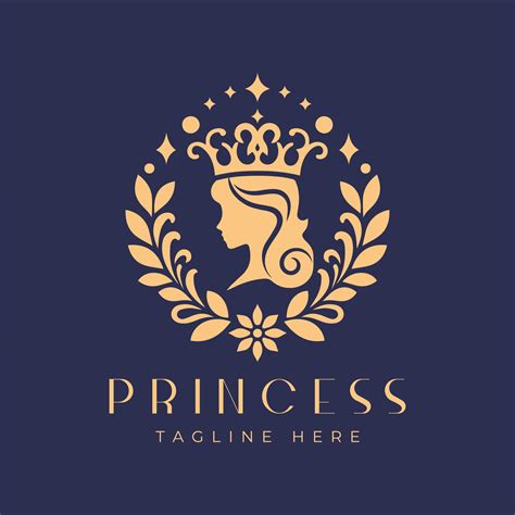 Princess Logo Template With Crown And Laurel 55651640 Vector Art At