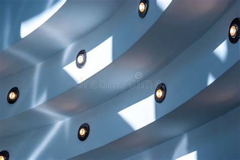 Interior Multi Level Ceiling With Lamps Stock Image Image Of