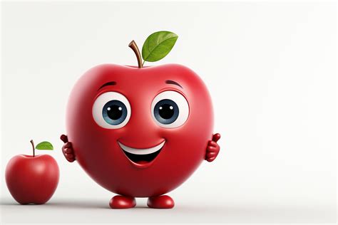 3d Illustration Of Red Apple Cartoon Character With Arms And Legs
