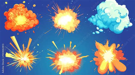 Cartoon Explosion And Spark Effects Set Vector Illustrations Of Comic