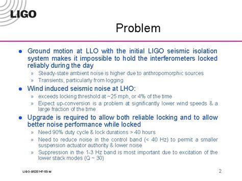 Initial Ligo Seismic Isolation System Upgrade Dennis Coyne