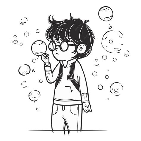 Premium Vector Boy With Magnifying Glass Of A Boy In Glasses