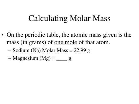 Ppt Calculating Molar Mass Powerpoint Presentation Free Download