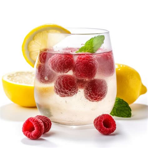 Premium Ai Image A Glass Of Raspberry Drink With A Lemon And Mint Leaves