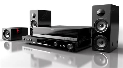 서라운드 사운드 스피커 및 서브우퍼 3d 렌더가 포함된 세련된 블랙 홈 시어터 시스템 증폭기 스테레오 Cd 플레이어 배경 일러스트 및 사진 무료 다운로드 Pngtree