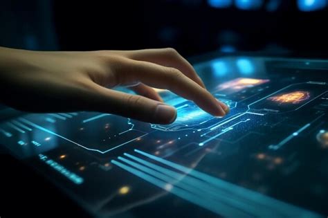 Premium Ai Image Futuristic Touchscreen Exploration Discovering New