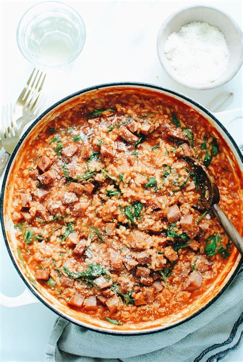 Risotto With Tomatoes Ham And Arugula Bev Cooks