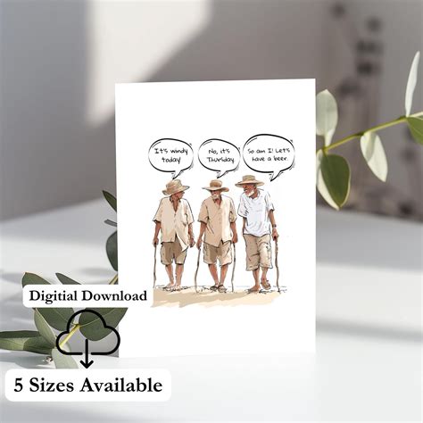 Funny Old Man Card Printable Senior Birthday Card For Dad Or Grandpa