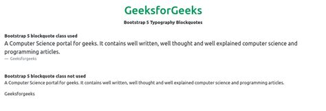 Bootstrap 5 Typography Blockquotes Geeksforgeeks
