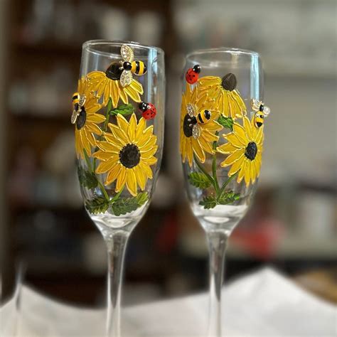 Sunflower Glasses Etsy