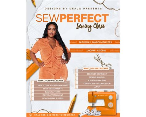 Canva Sewing Class Flyer Orange Sewing Machine Course E Flyer Template