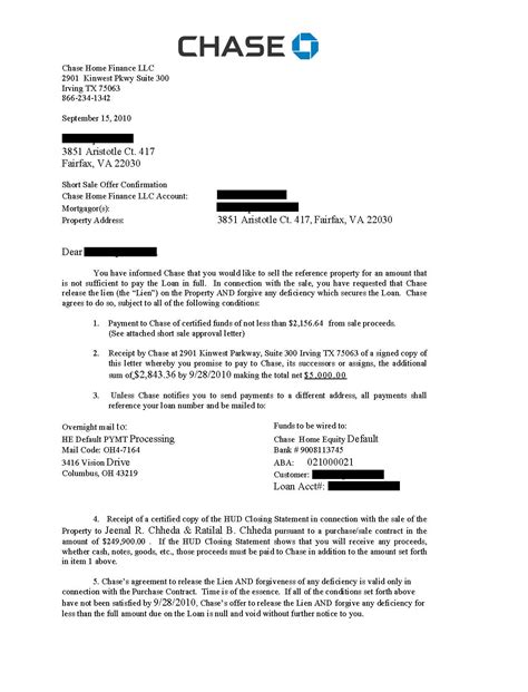 Chase Short Sale Packet At Netbradyblog Blog