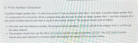 Solved 8 Prime Number Generation A Positive Integer Greater