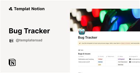 Templat Bug Tracker Notion Marketplace