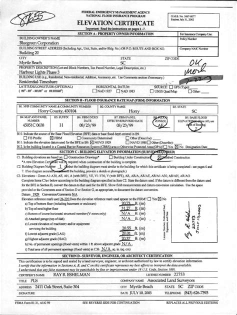 Fillable Online Elevation Certificate Fax Email Print Pdffiller
