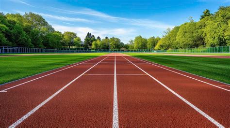 Pista De Atletismo De Superficie Lisa Estadio De Atletismo Listo Para Corredores Foto Premium