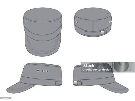 Gray Cadet Cap Vector Untuk Template Ilustrasi Stok Unduh Gambar