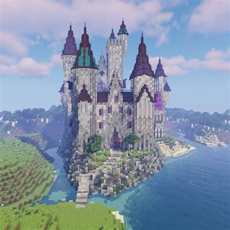 Minecraft Castle Build Ideas Minecraft Fantasy Castle On Water