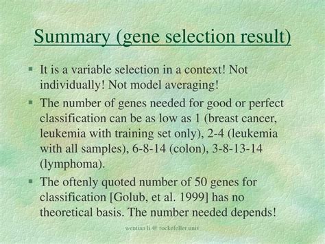 Ppt Gene Selection For Discriminant Microarray Data Analyses