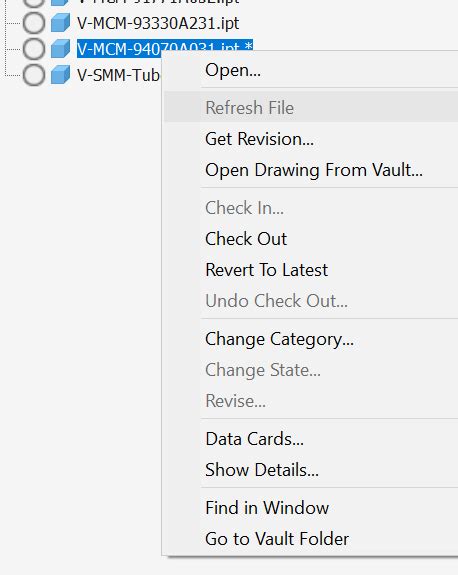 Inventor 2020 Cant Refresh Part From Vault Autodesk Community