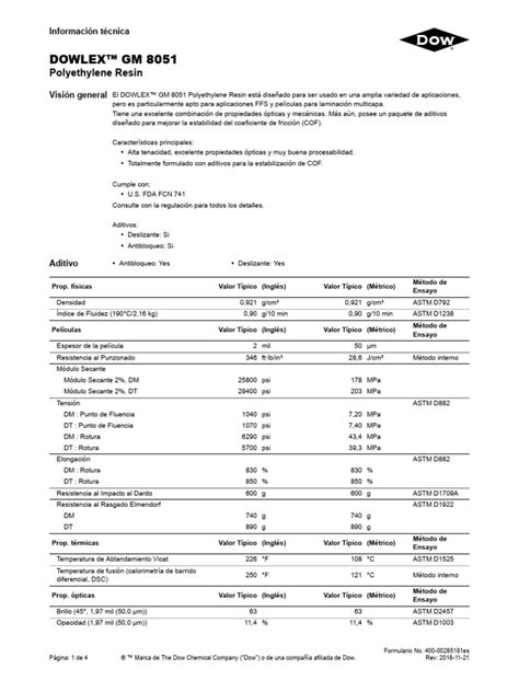 400 00285181es Dowlex Gm 8051 Tds Pdf Cigarrillo Electrónico