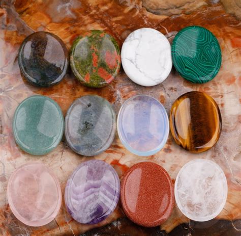 24 Kinds Worry Stone Natural Gemstone Healing Chakra Crystal Oval