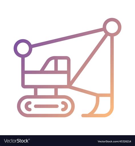 Dragline Excavator Pixel Perfect Gradient Linear Vector Image