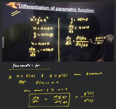 Differentiation Of Parametric Function2x2y2a2xacosθyasinθxacosθdθ