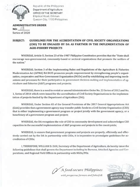 Guidelines For The Accreditation Of Cso To Be Engaged By Da As Partner In The Implementation Of