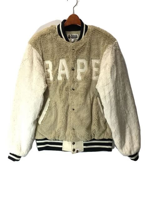 A Bathing Ape アベイシングエイプ Fur Bape Varsity Jacket M ポリエステル Cml