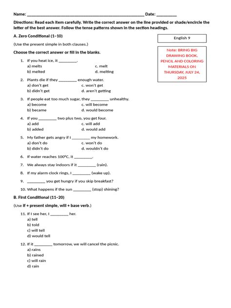 Conditional Senteces Test Pdf