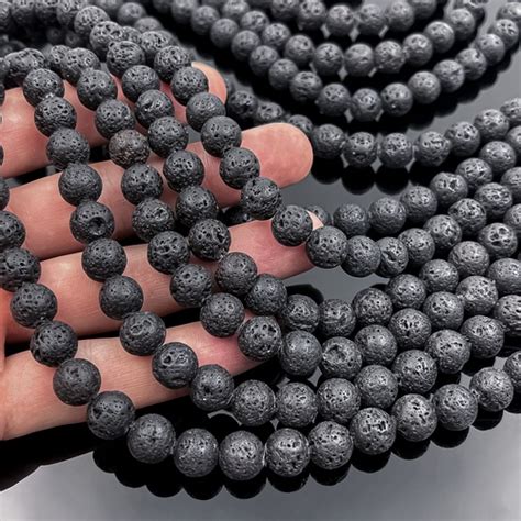 Вулканическая Лава. Бусины 10 мм. Нить 39 см