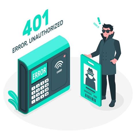 401 Error Unauthorized Concept Illustration Free Vector Free Business Card Mockup Vector