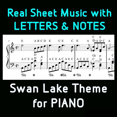 Swan Lake Theme Piano Sheet Music With Letters And Notes Together