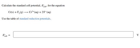 Solved Calculate The Standard Cell Potential Ecell ∘ For