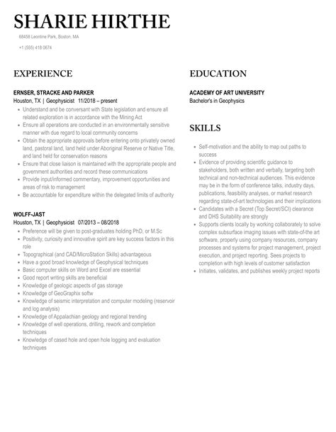 Geophysicist Resume Samples Velvet Jobs