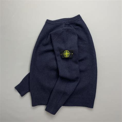 Stone Island Navy Aw21 Wool Knit Crewneck Depop