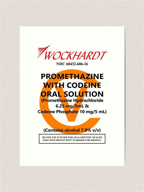 Wockhardt Lean Promethazine With Codeine Bottle Label Art Print For Sale By Trapcorner Redbubble