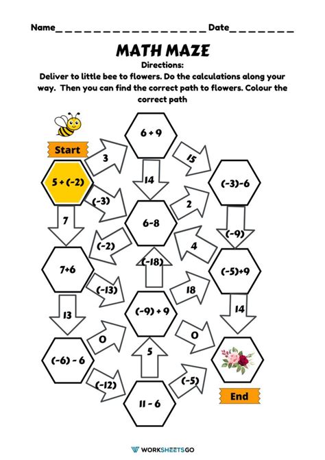 Math Maze Worksheets In 2025 Math Maze Maze Worksheet Math