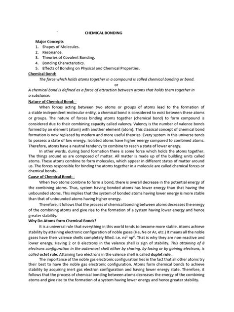 Ch 3 Chemical Bonding Pdf Chemical Bond Intermolecular Force