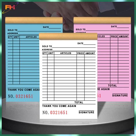 Duplicate Receipt 50 Pages 25x2copy Sold Receipt Price Carbonized