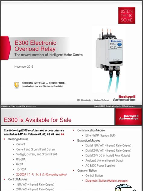 E300 Overload Relay Presentation Internal Long Updated 11052015 Pdf Automation Relay