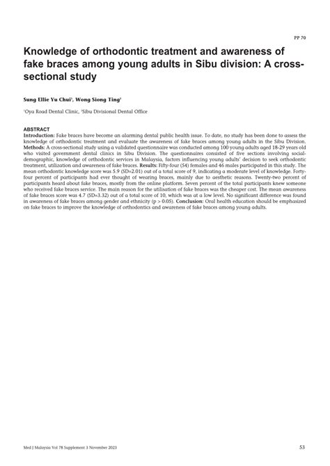 Pdf Knowledge Of Orthodontic Treatment And Awareness Of Fake Braces