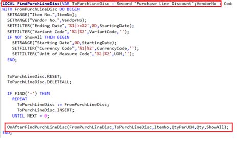 Event Request In Codeunit 7010 Purch Price Calc Mgt In Findpurchlinedisc Function · Issue