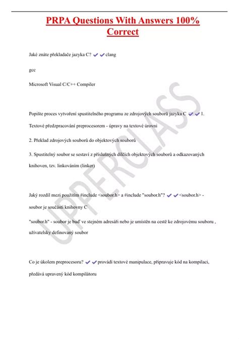 Prpa Questions With Answers 100 Correct Prpa Stuvia Us