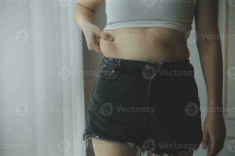 Fat Woman Measuring Fat Woman Fat Belly Chubby Paunchy Sport Recreation Health Care Lose Belly